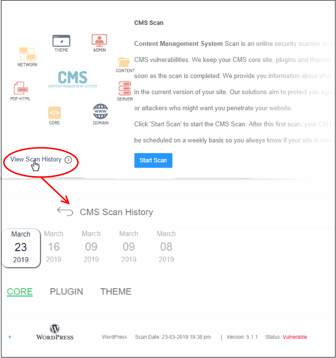 CMS Vulnerability Scans, Content Management System Scanner | COMODO cWatch Web Security
